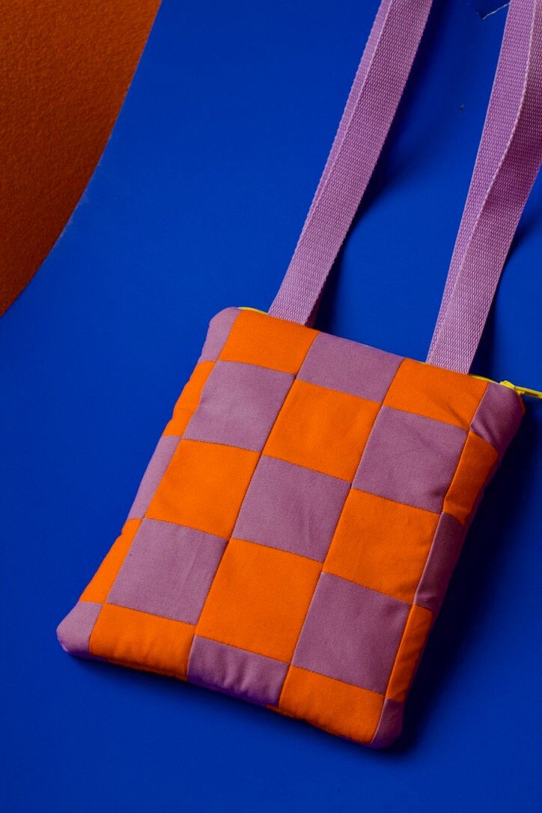 Orange Lila Shoulder Puffer Bag Stripes and Checkered - Etsy