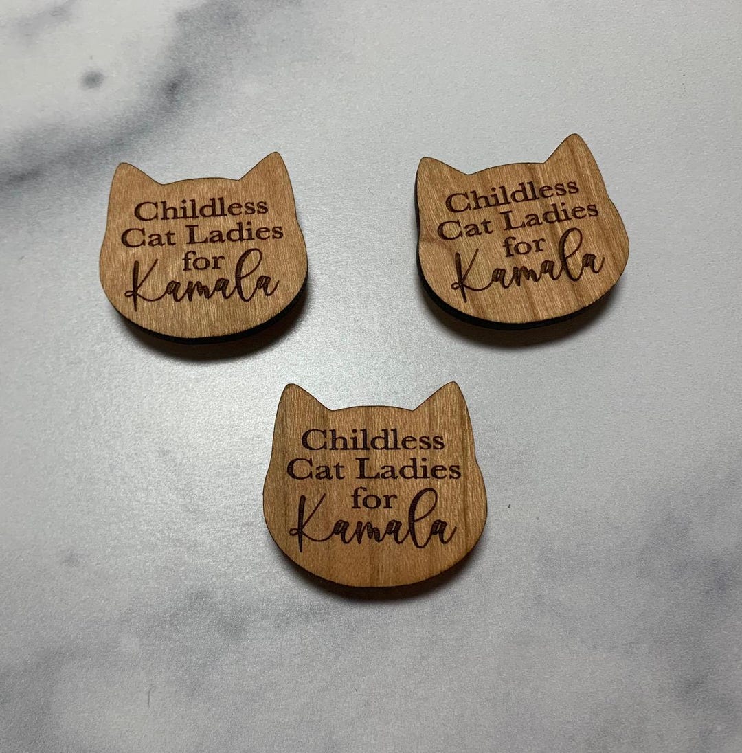 Childless Cat Ladies for Kamala Magnetic Lapel Pin, Madam President ...