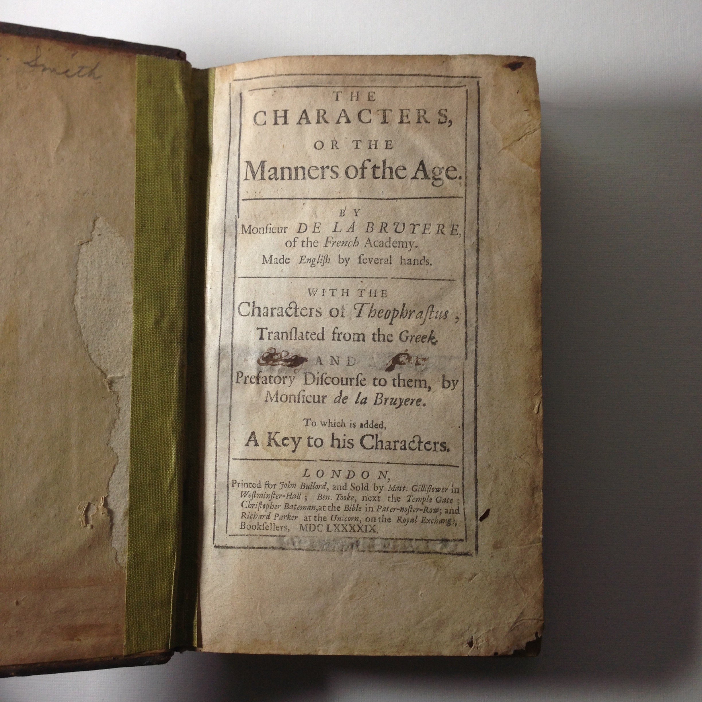 An Antique First Edition Book by Monsieur De La Bruyere ca - Etsy UK