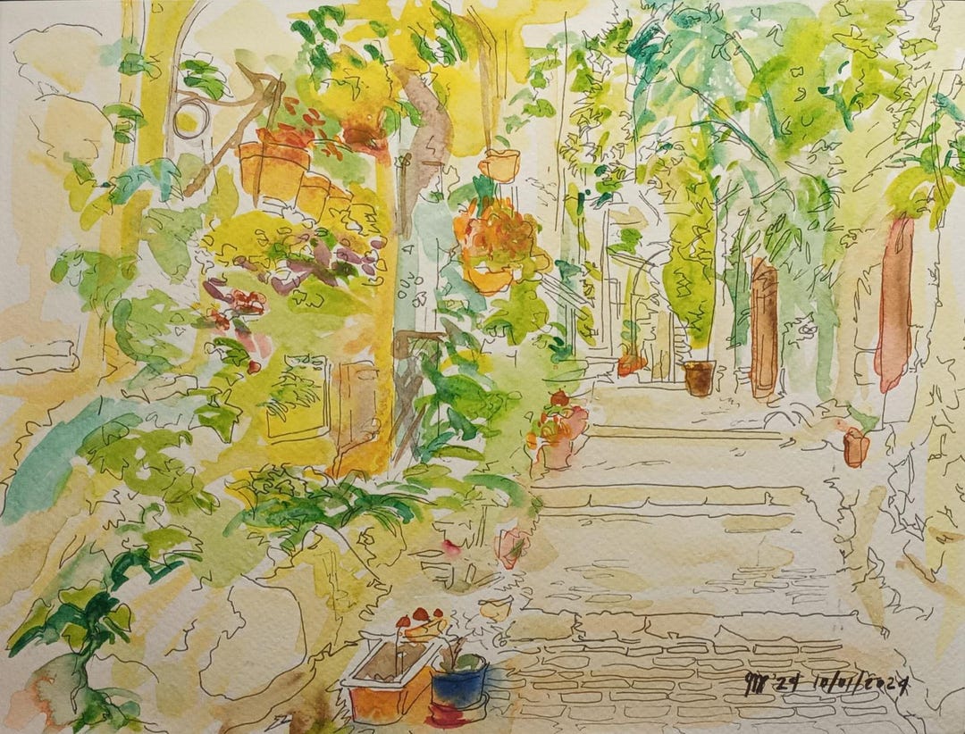 A Mixed Media Painting Study (painting Practice/watercolor and Ink ...