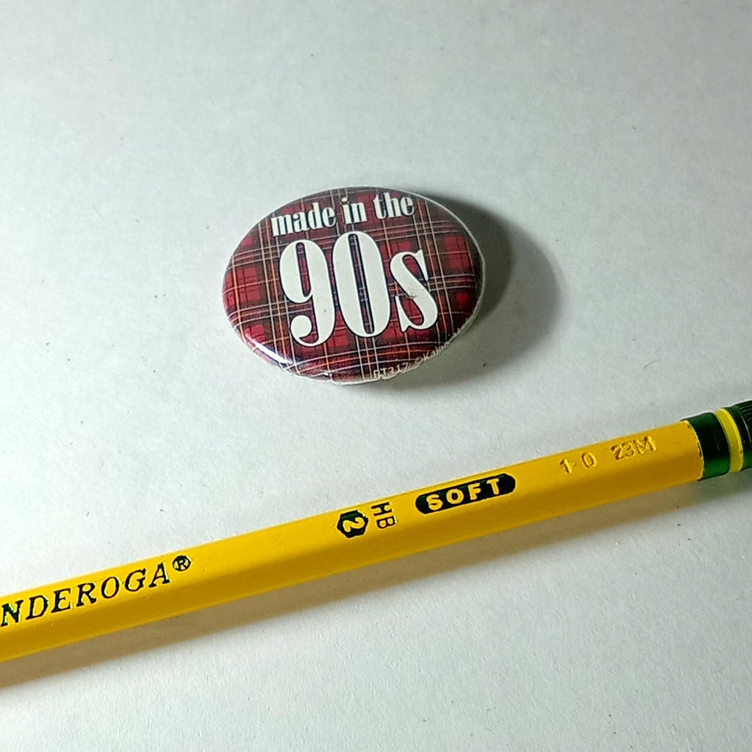 A Rare Vintage 1990 Pinback Button: "made in the 90s" Plaid Original ...