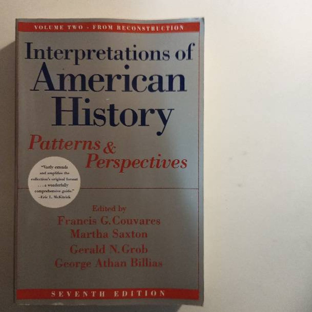 A Book:interpretations of American History Vol. Ii,/patterns and ...
