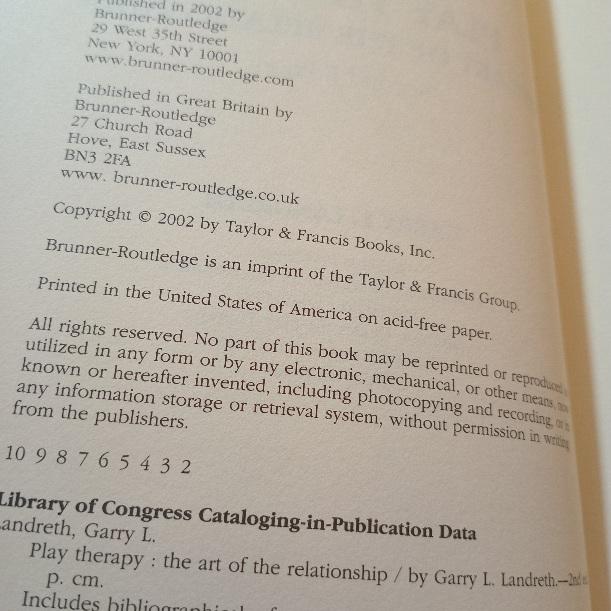 A Book: PLAY THERAPY, the Art of the Relationship (second Edition) by ...