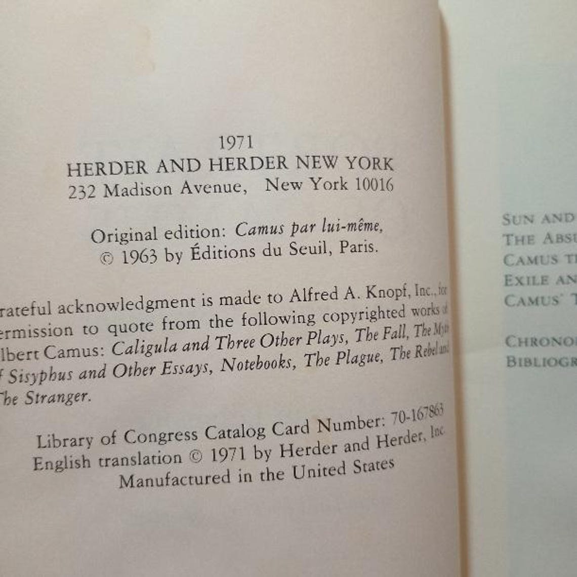 A Vintage 1970 Book: Portrait of Camus, an Illustrated Biography by ...