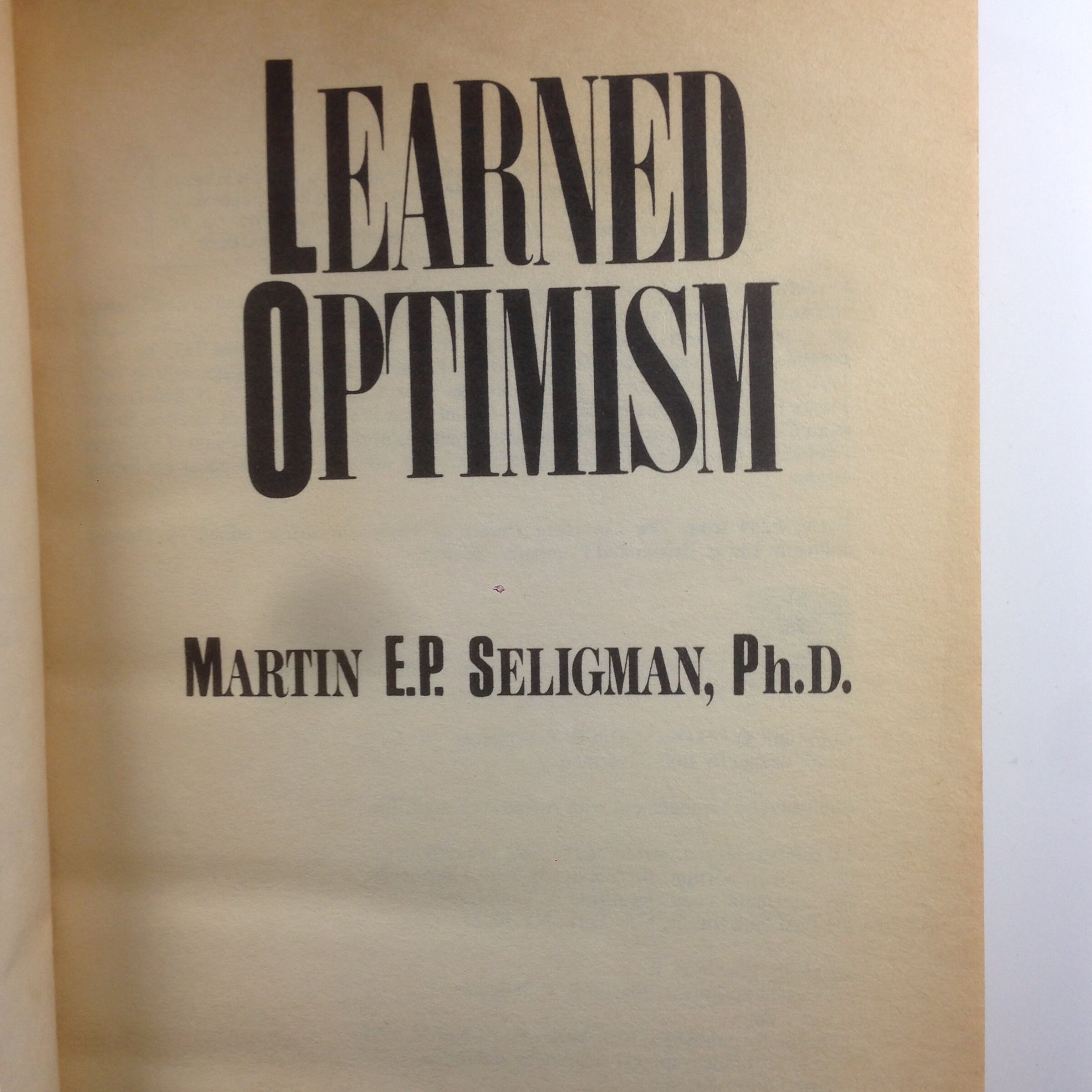Vintage 1990 Book: Learned Optimism by Michael E. P. Seligman, Ph. D ...