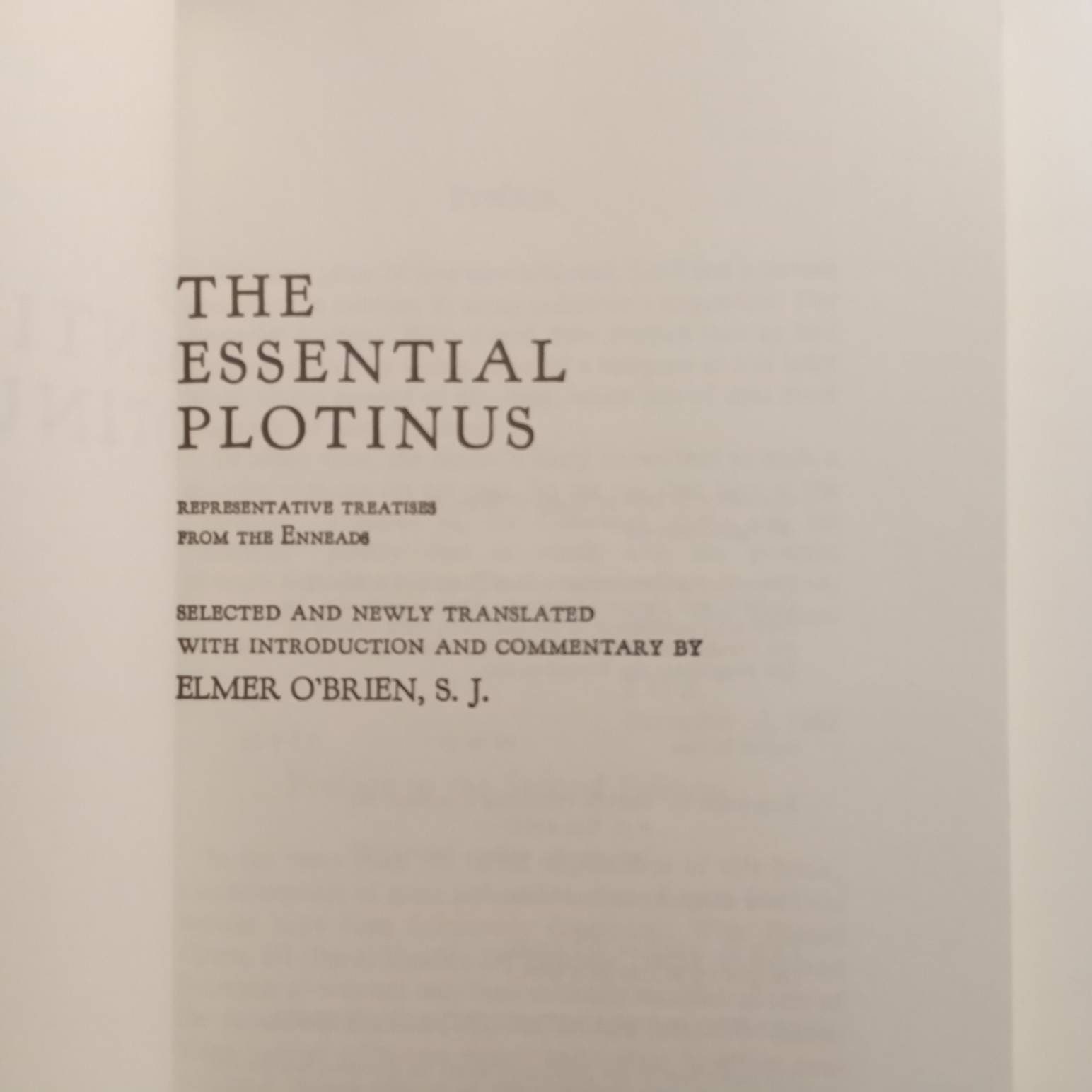 A Vintage 1960 Book: the Essential Plotinus (hackett Classics) by Plotinus/elmer O' Brien, S.J ...