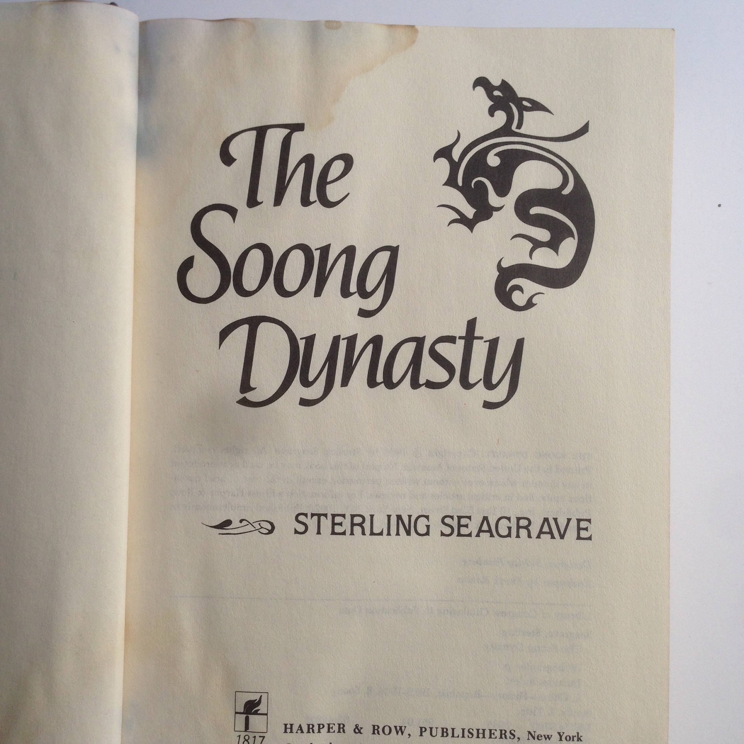 An 80s Vintage Book the Soong Dynasty by Sterling Seagrave;sidney ...