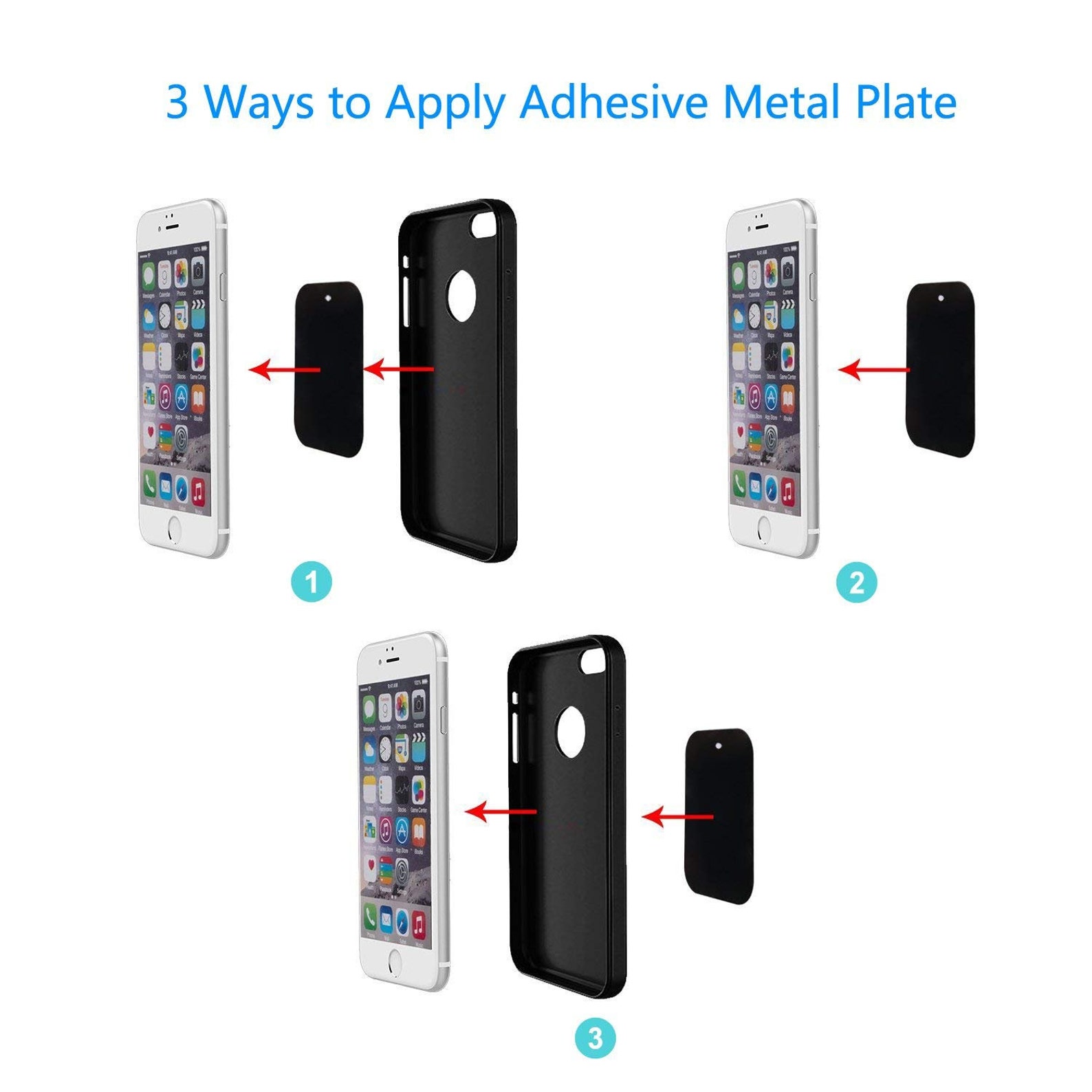 Metal Plate for Phone Magnet, 2 Pack With Self-adhesive Back for ...