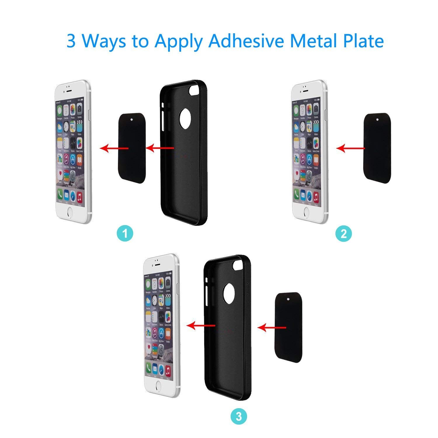Metal Plate for Phone Magnet, 2 Pack With Self-adhesive Back for ...