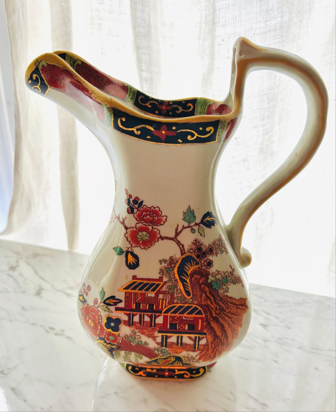 Vintage Large Ironstone Chinese Jug - Etsy