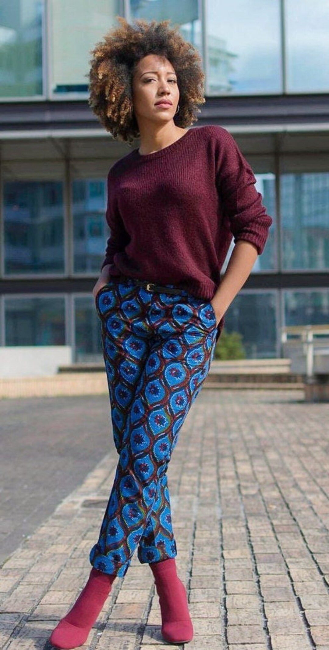 Wax Pants Blue holiday Print / Blue Pants, Women's Pants, Colored Pants ...
