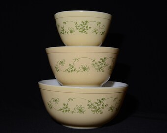 Vintage Pyrex Shenandoah or Wintergreen Complete Mixing Bowl Set 401 ...