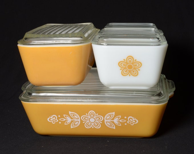 PYREX Butterfly Gold Fridgie Lid Vintage Pyrex Set 1970s Pyrex ...