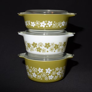 PYREX Spring Blossom Casserole Dish Set Lid Cinderella Milk Glass ...