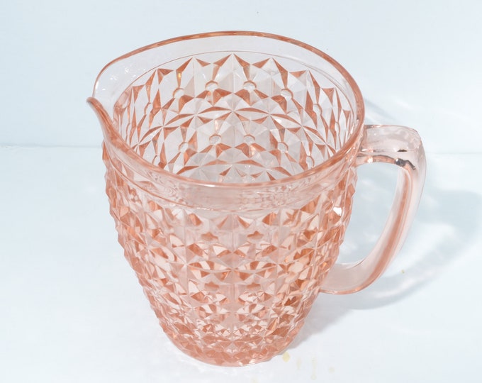 Jeannette Holiday Button and Bows Pink Depression Glass Pitcher 52 Oz ...