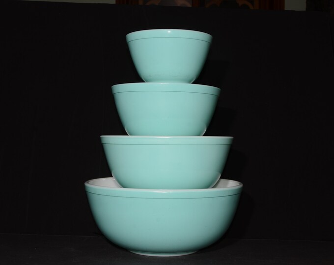Complete Set Pyrex TURQUOISE Mixing Bowl Vintage Set of 4 - Etsy
