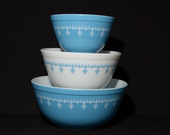 PYREX Horizon Blue Set of 3 bowls 401 402 and 403 Vintage | Etsy