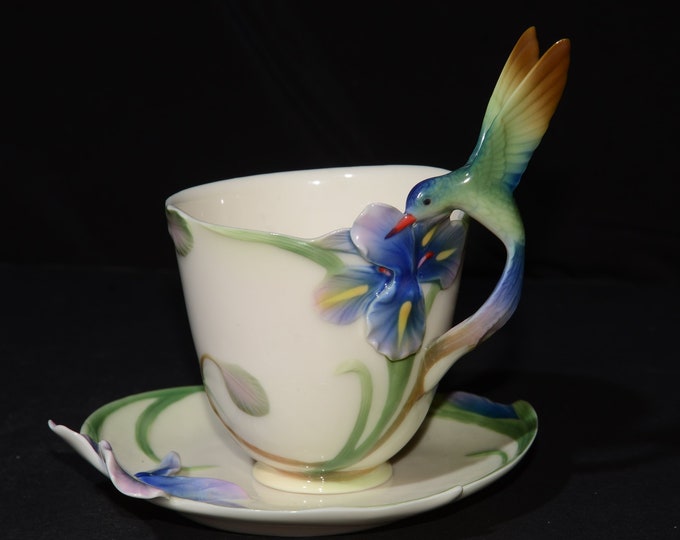 FRANZ, Bone China, Hummingbird, Bird, Teacup and Saucer, Floral, Hand ...