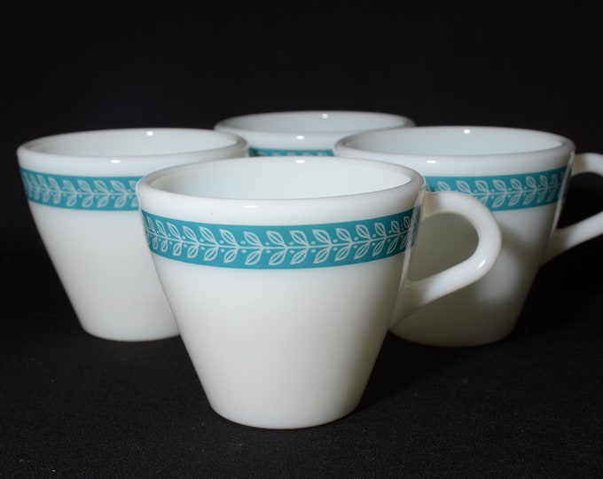 PYREX Set of 4 Turquoise Laurel Leaf Mug Vintage Pyrex 1960s - Etsy