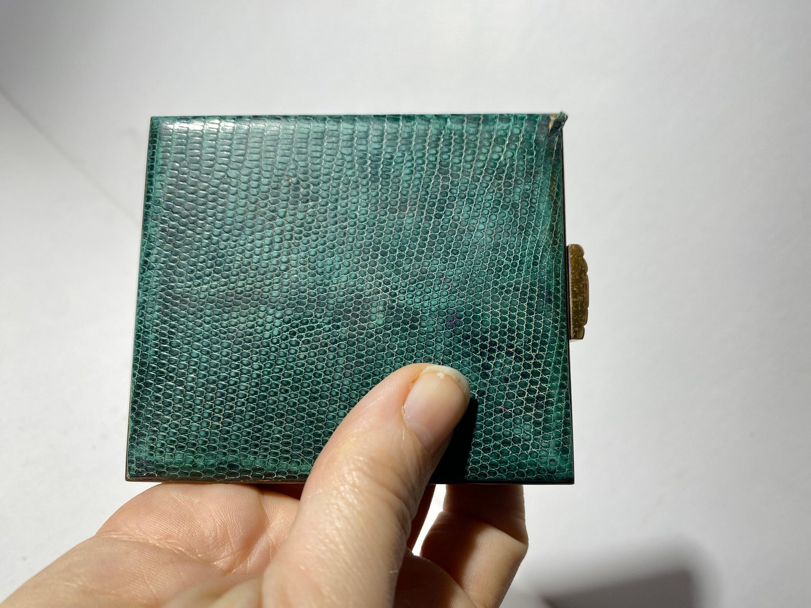 France Green Powder Compact With Case Mirror and Mini Lipstick Vanity ...