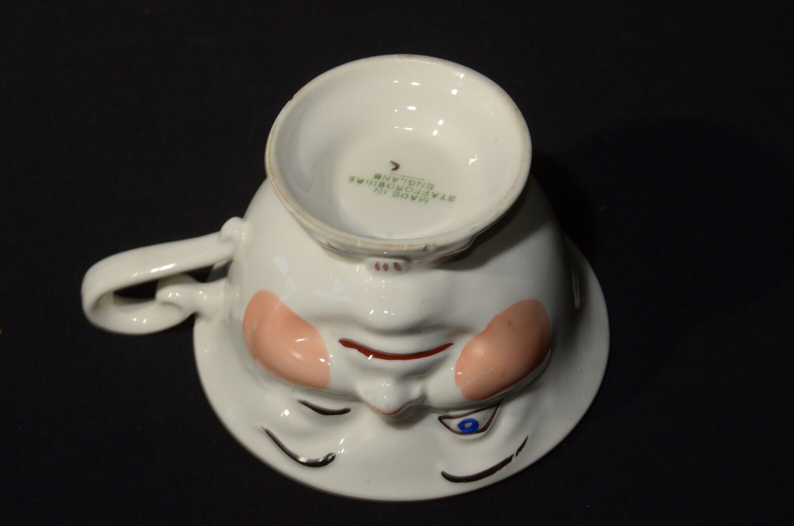 Vintage Male Face Teacup Man Red Rim Red and White Bow Tie CHIPS on ...