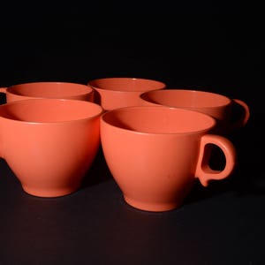 Vintage MELMAC Melamine Orange Coffee Cups Tea Cups Set of 5 Dinnerware ...