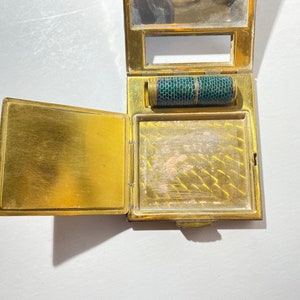 France Green Powder Compact With Case Mirror and Mini Lipstick Vanity ...