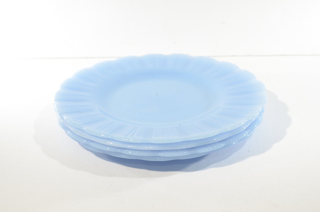 Set of 4 PYREX Delphite Blue Plate 6 3/4" Dessert Plate Side Plate ...