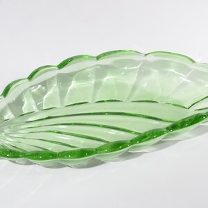 Vintage Green Glass Leaf Shaped Dish Serving Dish Joseph Sowerby Candy ...
