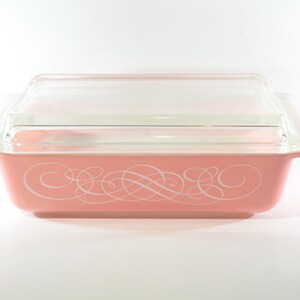 PYREX Pink Scroll Space Saver Baking Dish Lid Promotional Vintage Mid ...