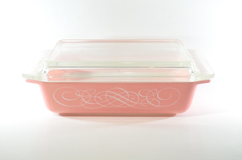 PYREX Pink Scroll Space Saver Baking Dish Lid Promotional Vintage Mid ...
