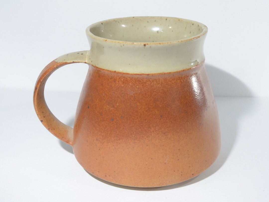 Vintage Very Large Mug or Cup SIAL 4.5" Tall Art Pottery Lid Rust Beige ...