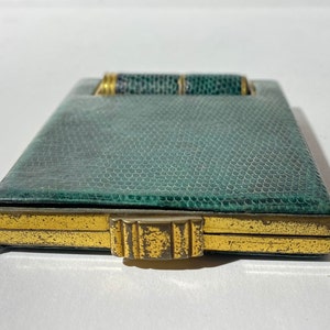 France Green Powder Compact With Case Mirror and Mini Lipstick Vanity ...