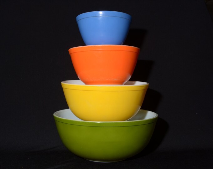 Full Set (4) of PYREX, Reverse Primary, Color, Mixing Bowls, Vintage ...