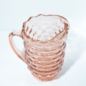 Fostoria Glass AMERICAN Cubist Pink Depression Glass Pitcher Ice Lips ...