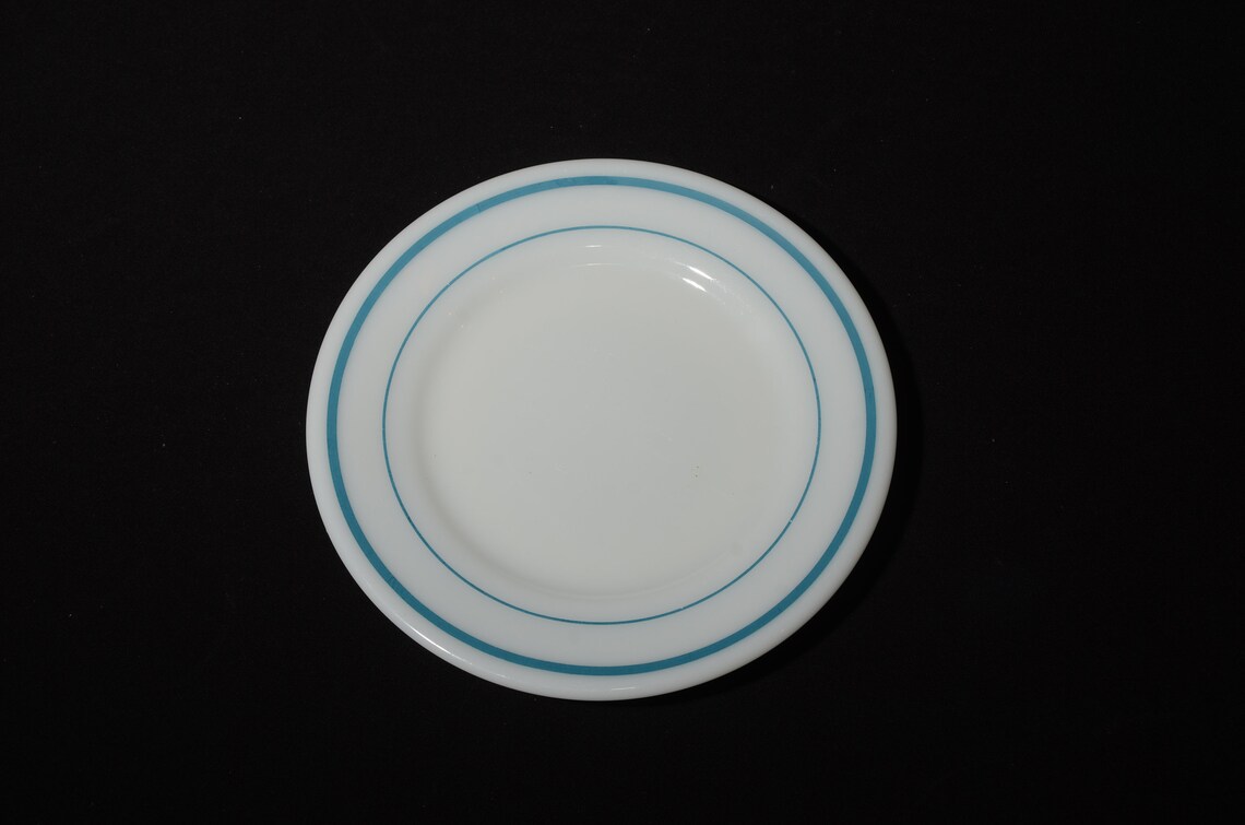 PYREX Turquoise Band Blue Border Rim Lunch Plate Dessert Plate - Etsy