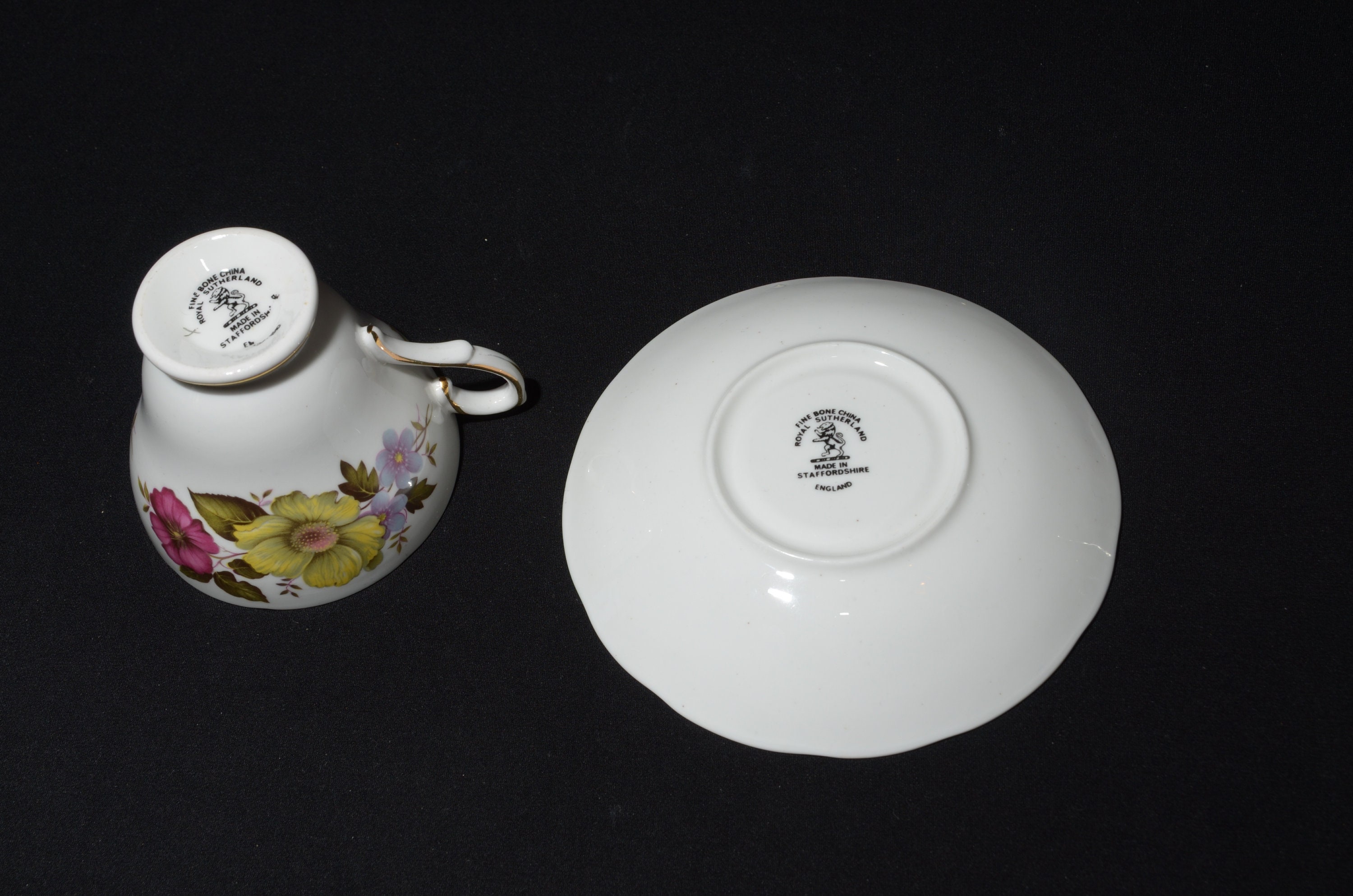 ROYAL SUTHERLAND Bone China Teacup and Saucer Set Gold | Etsy