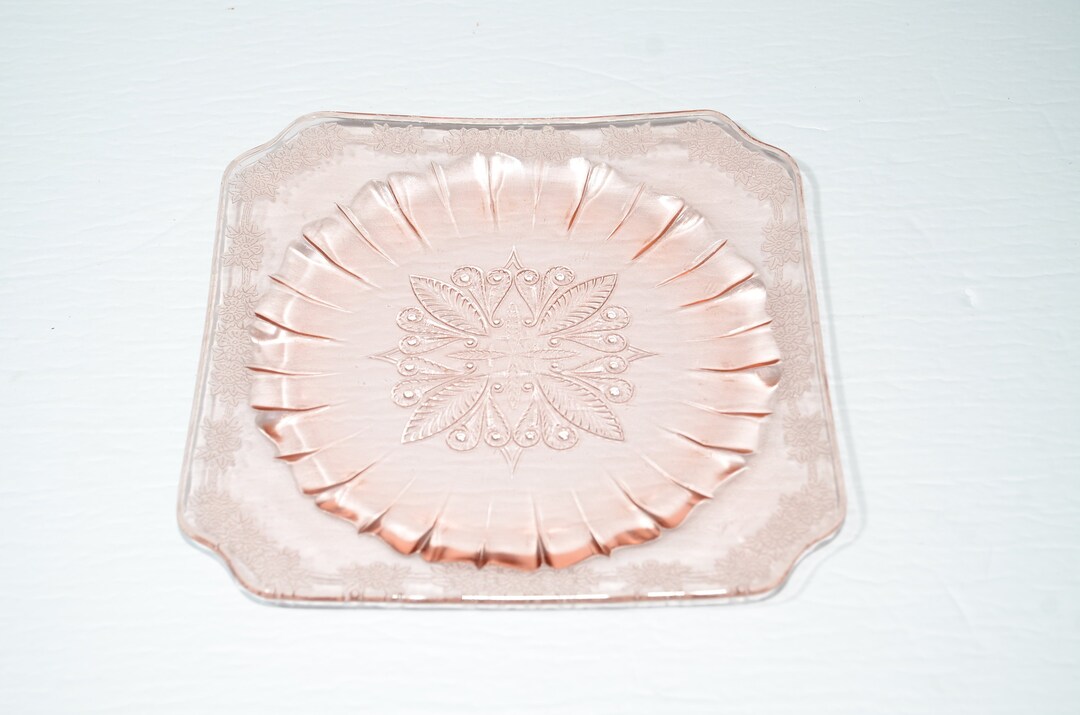 Jeannette Glass ADAM Depression Glass Salad Plate Lunch Plate Square 7 ...