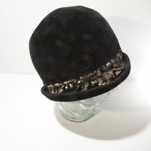 Black Chevalier Lady Cloche Hat Bowler Hat Made in Italy Warm Church ...