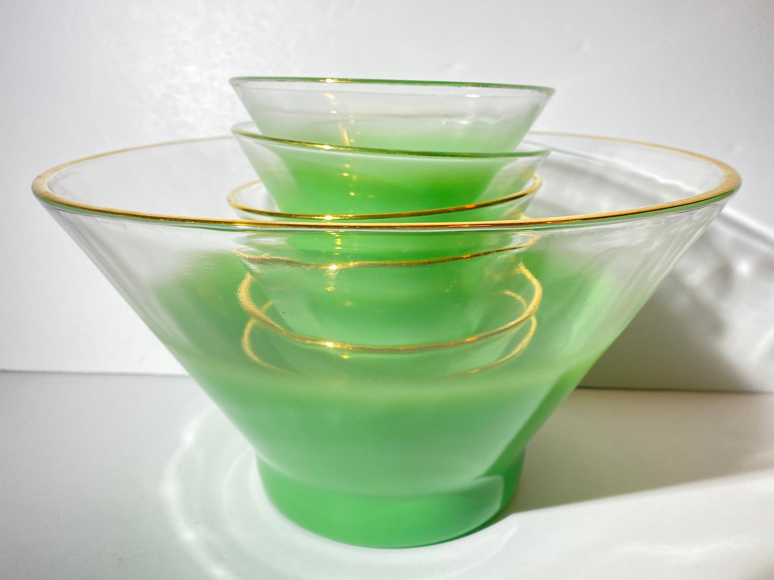 Vintage Green Blendo Bowl Set Gold Rim Frosted 1 Salad Bowl - Etsy