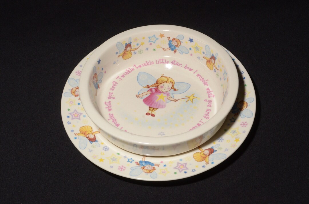 Anderton Pottery Plate and Bowl Set 2 Pieces Fairy Cereal Bowl Oatmeal ...