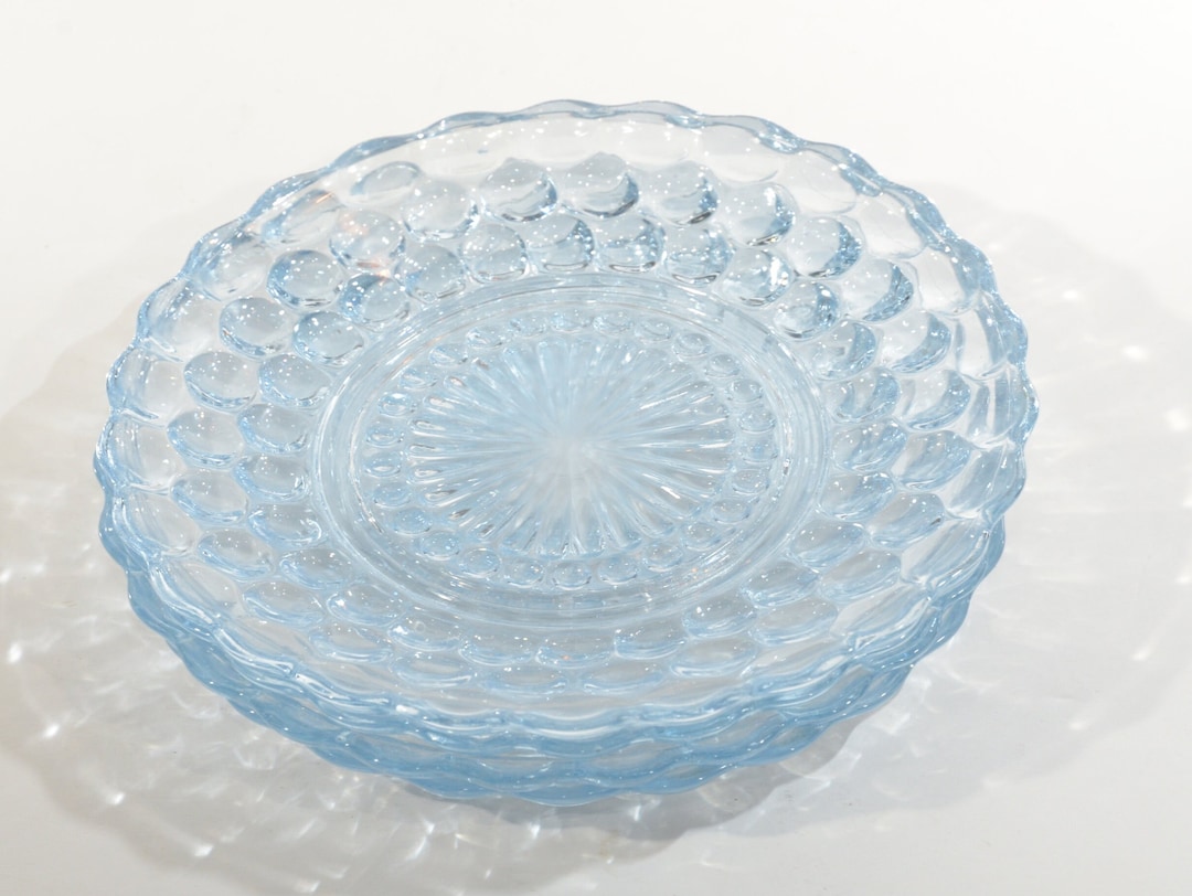 Blue Glass Vintage Fire King Sapphire Set of 4 Dessert Plate 6.5 Inches ...