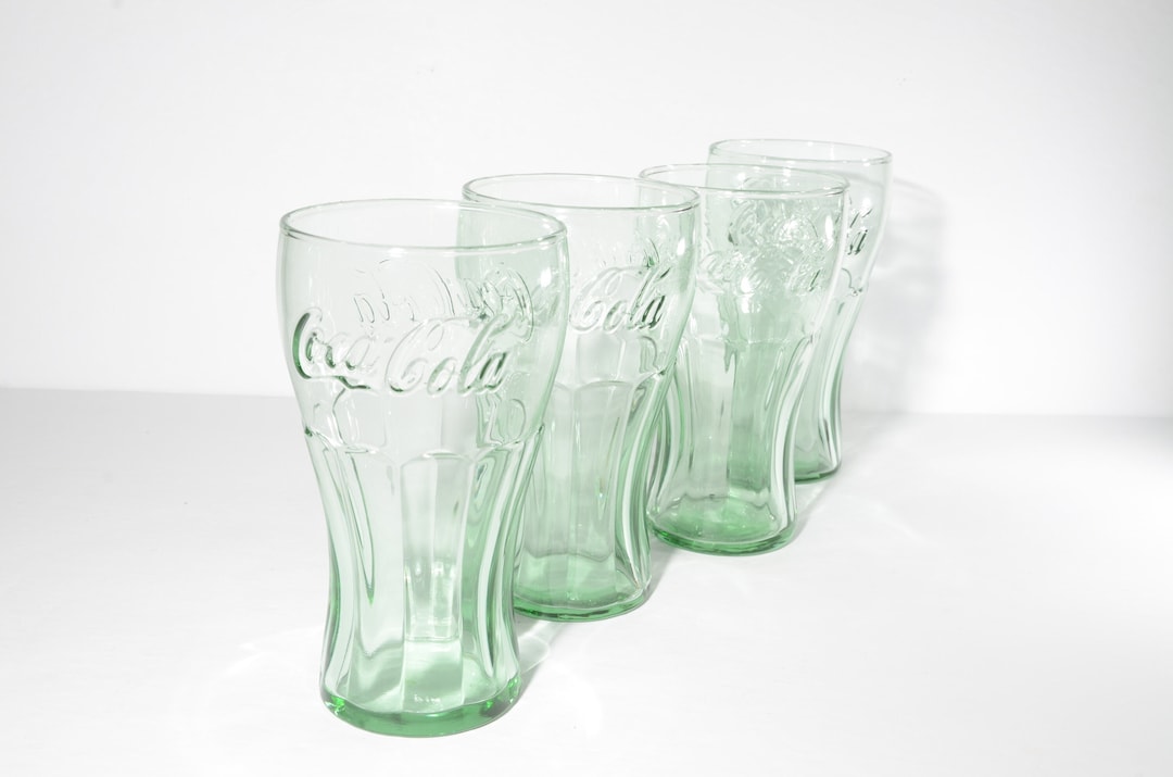Set of 4 Coca Cola Glass Glass Cup Coca Cola Collectible Glass Vintage ...