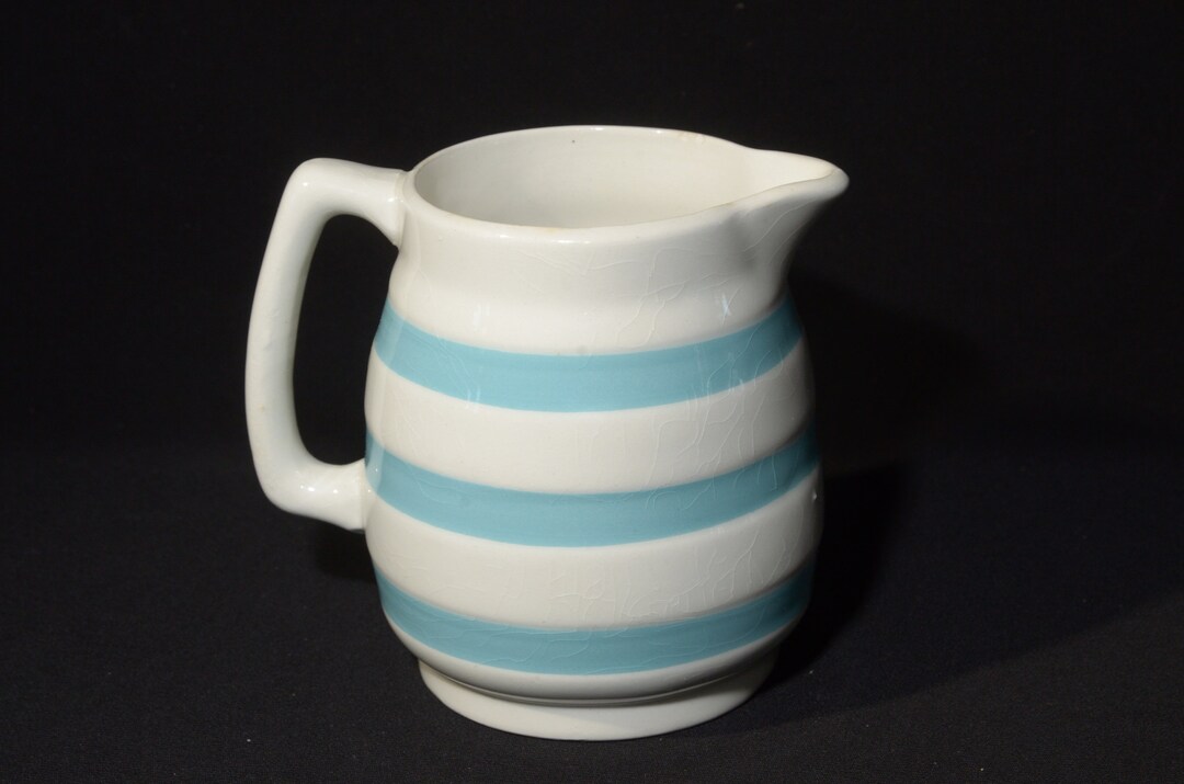 Vintage Colleen Carrigaline Pottery Turquoise Blue and White Stripe ...
