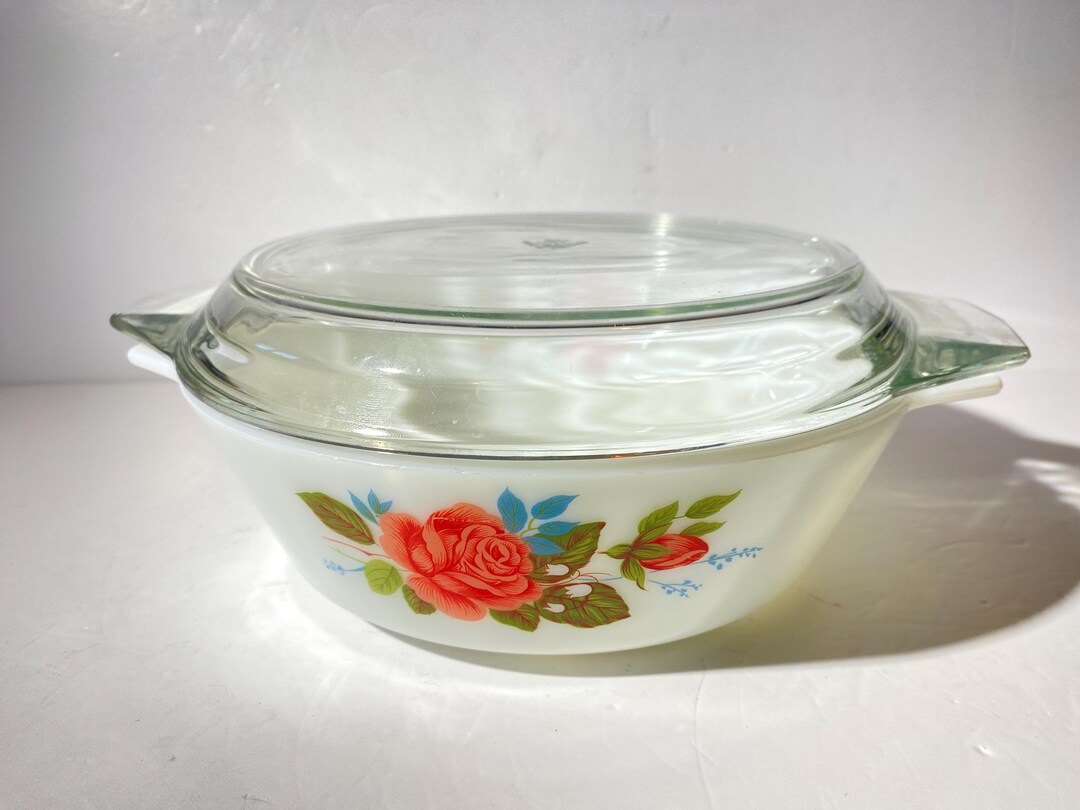 Pyrex ENGLAND JAJ Round Casserole Dish With Lid Cottage Rose 1970s ...
