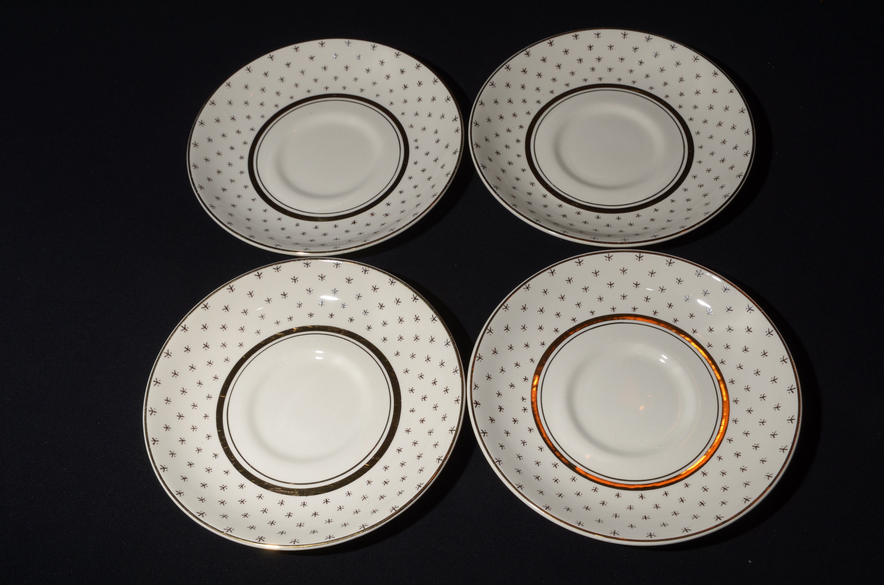 John Maddock Sons Set of 4 Teacup and Saucer Gold and Cream Ivory Ware ...