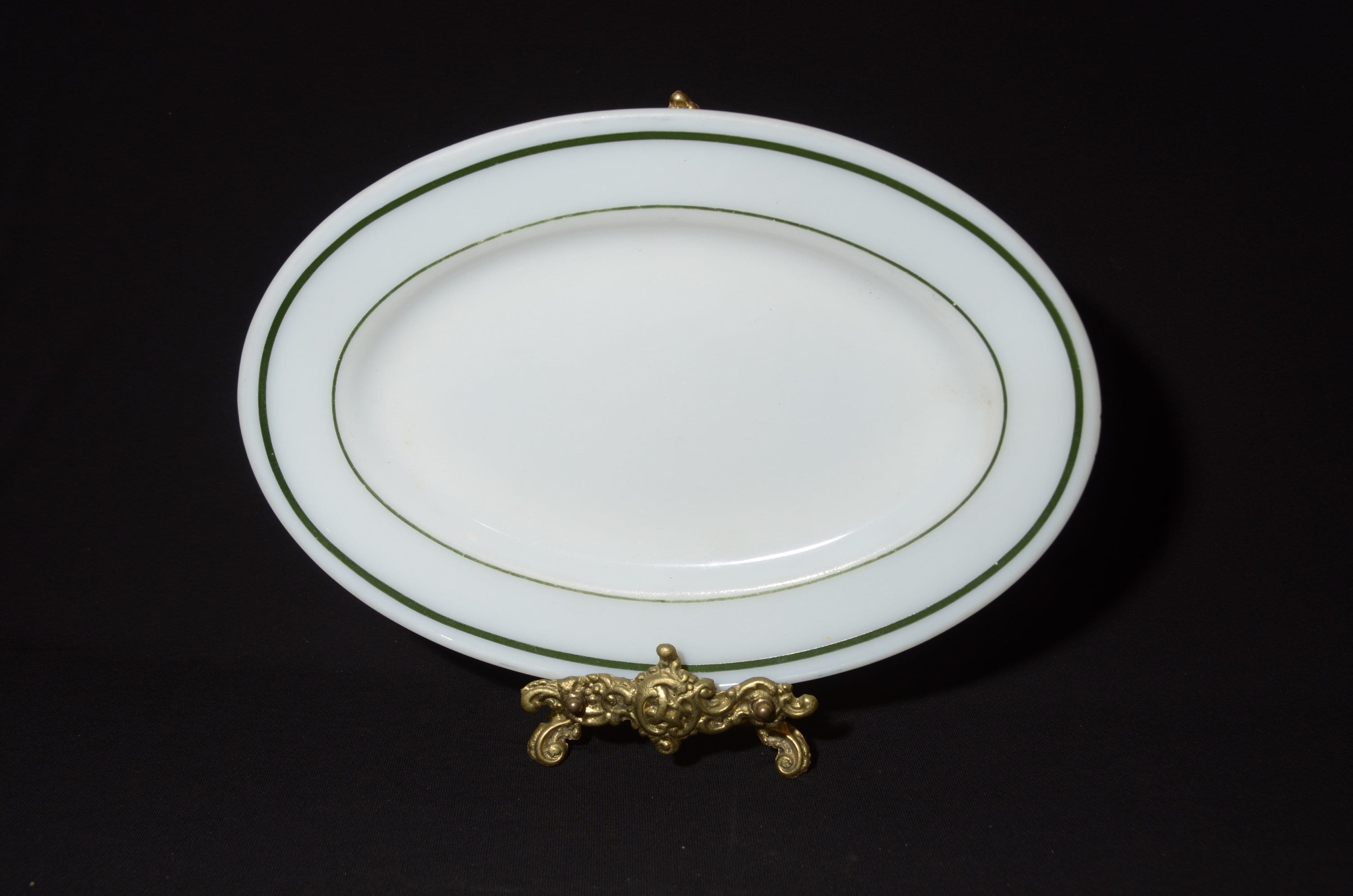 PYREX Double Tough Green Band Border Rim Oval Plate Platter - Etsy