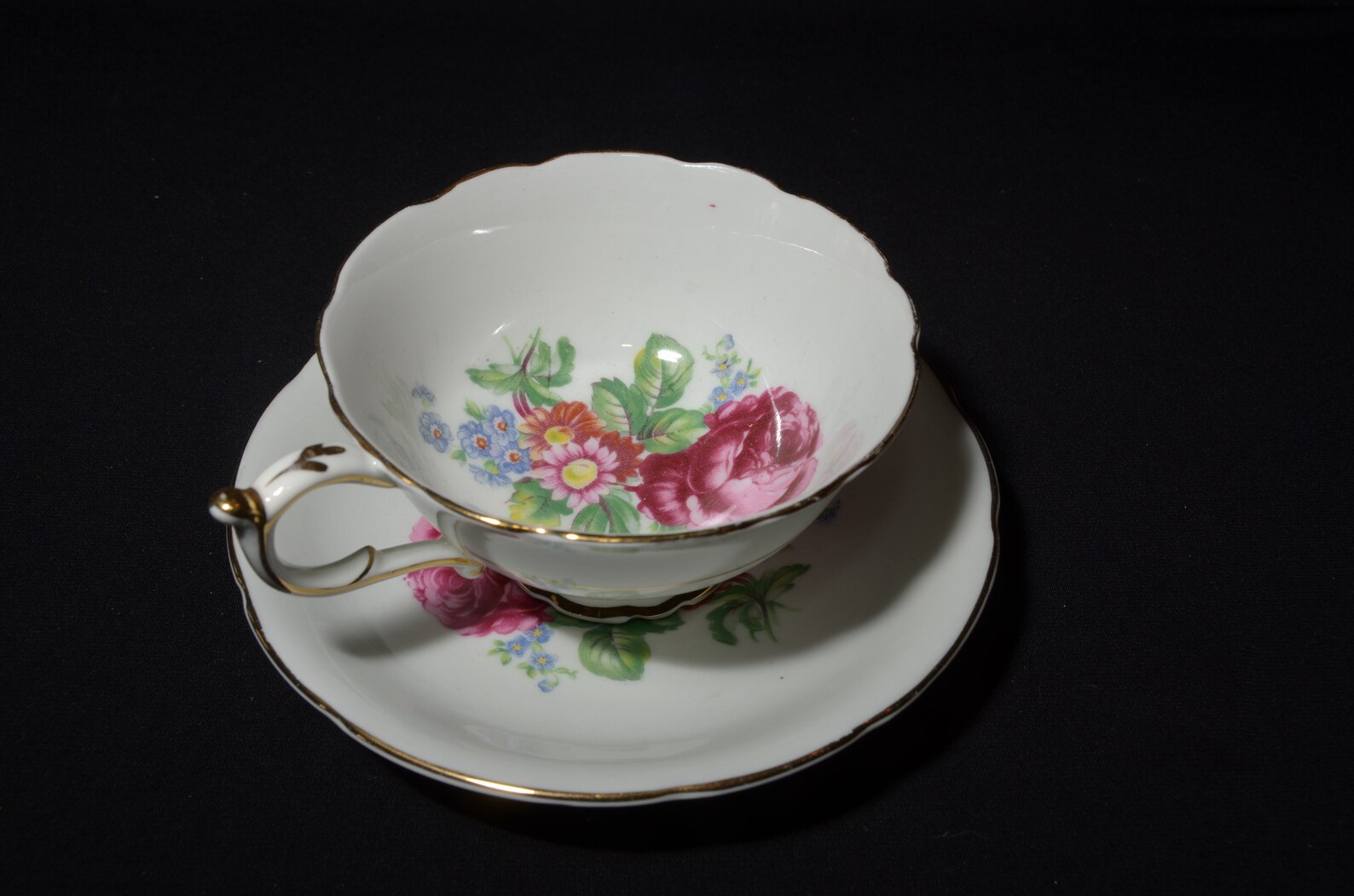 PARAGON White Teacup and Saucer Floral Bouquet Widemouth | Etsy