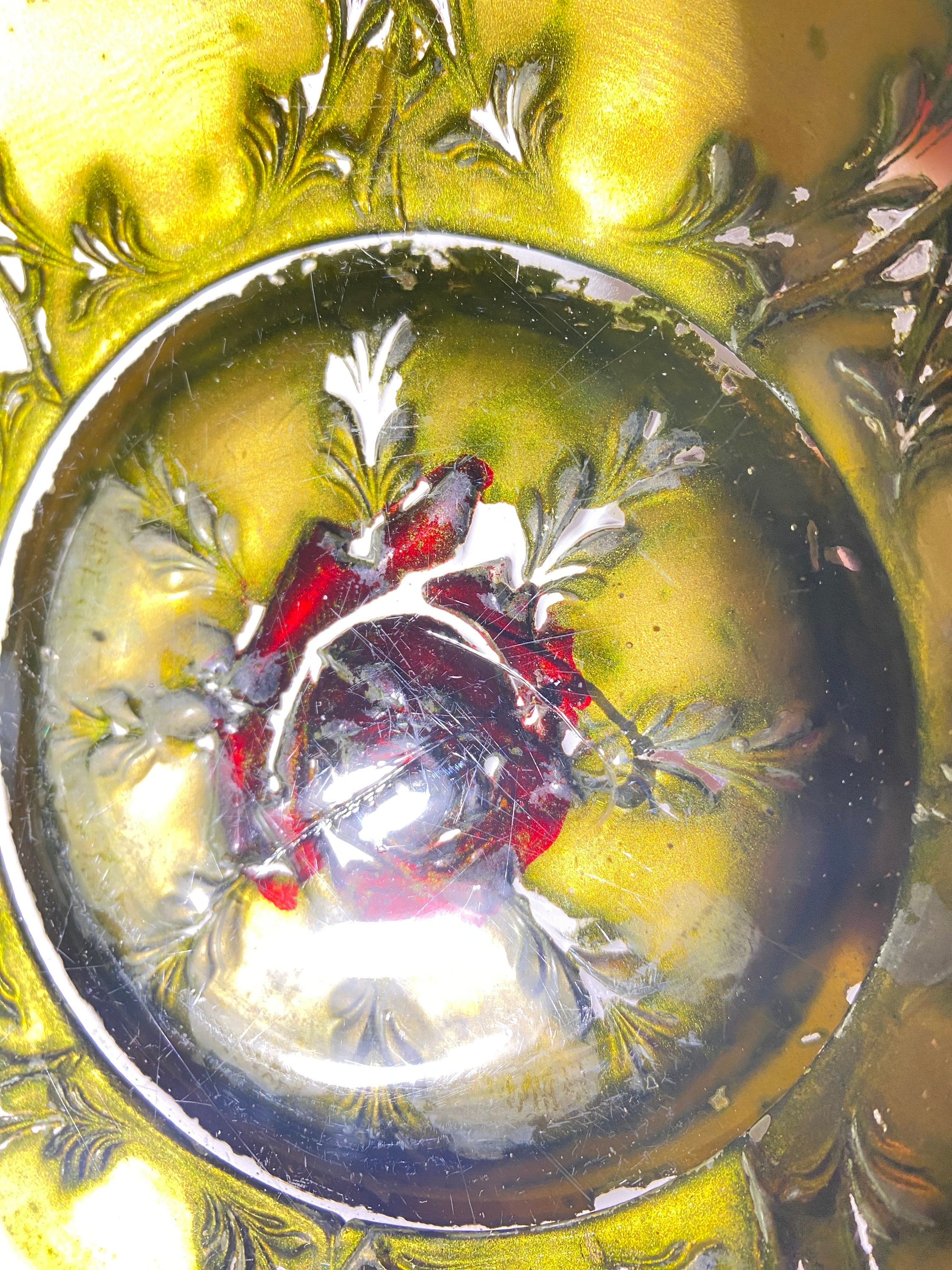 Vintage Victorian Goofus Glass Console Dish Footed Plate Shabby Red ...