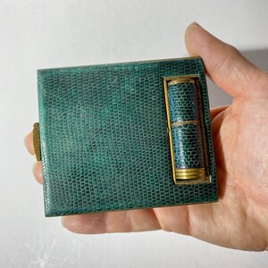 France Green Powder Compact With Case Mirror and Mini Lipstick Vanity ...
